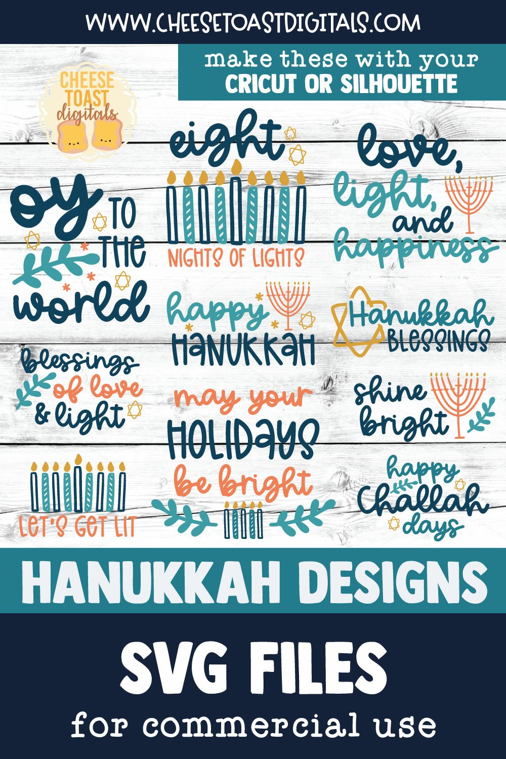 Hanukkah SVG Bundle | 10 Jewish Chanukah Designs
