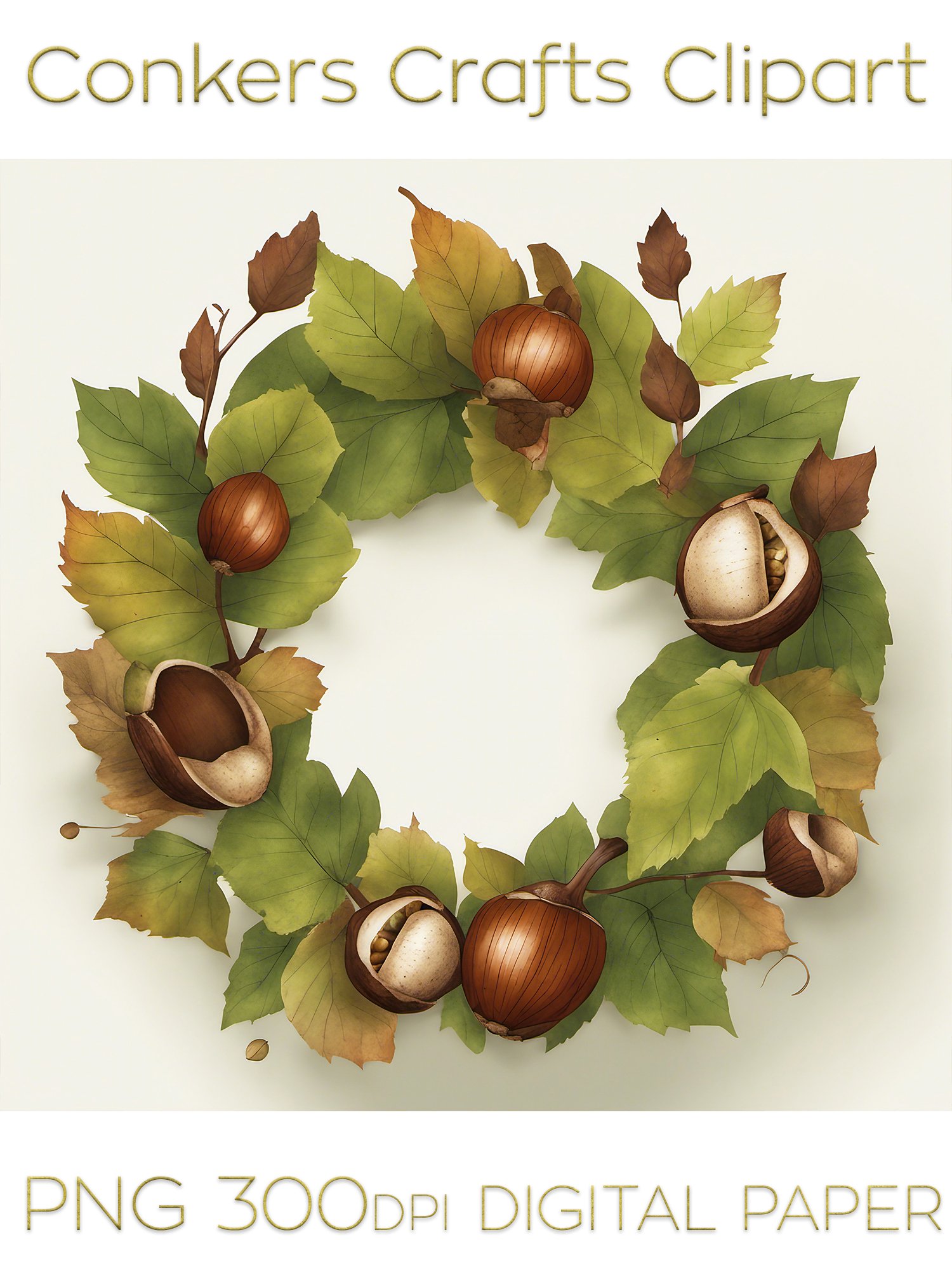 Wreath Conkers Crafts Clipart PNG Cute Chestnut (2860969)
