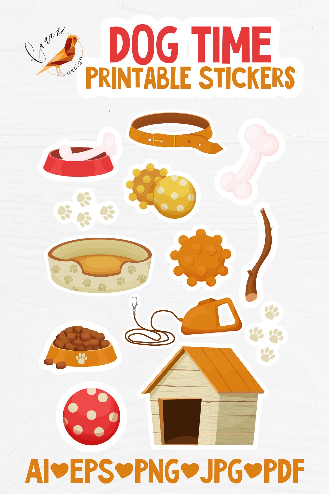DOG TIME Printable stickers PDF PNG