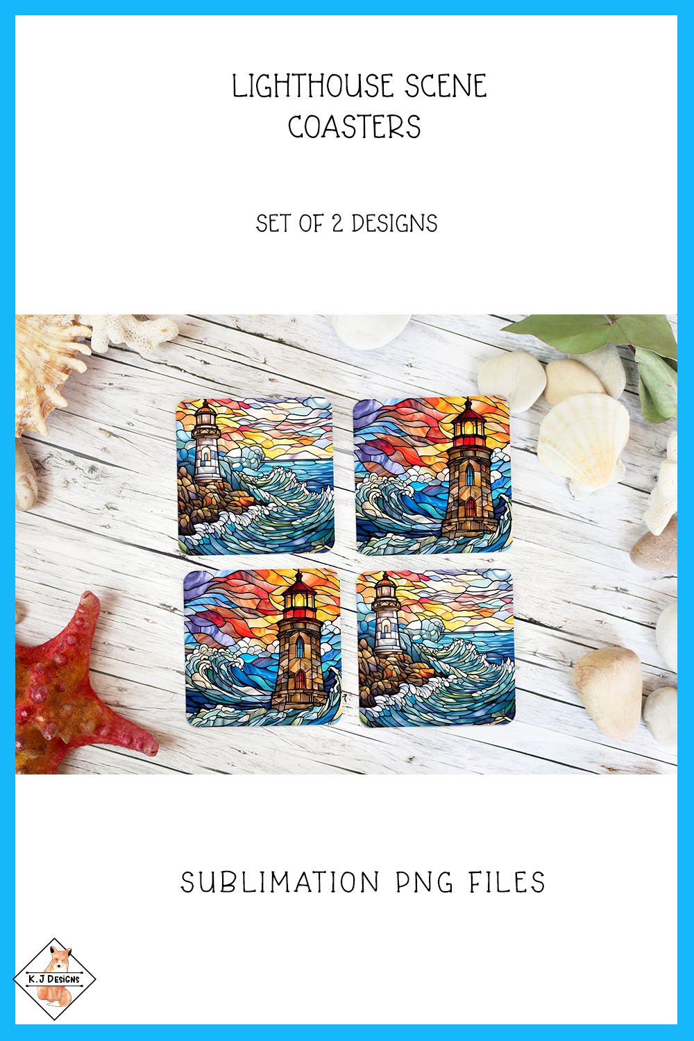 Lighthouse stained glass sublimation designs