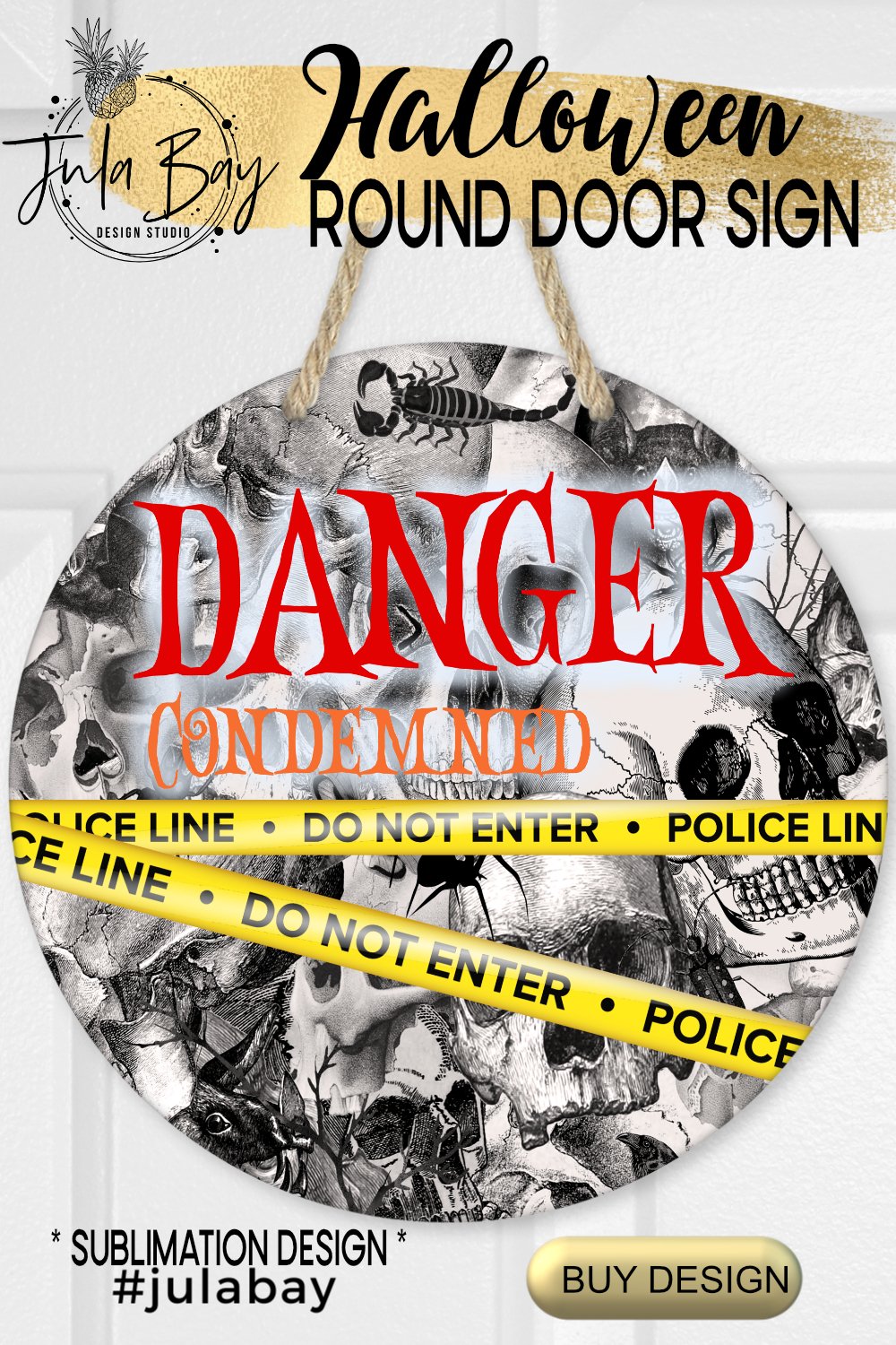 Halloween Sign PNG | Danger Front Door Sign Sublimation PNG