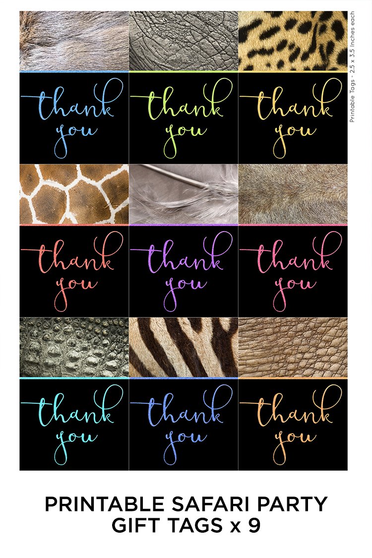 9 Printable Gift tags for your Safari Party