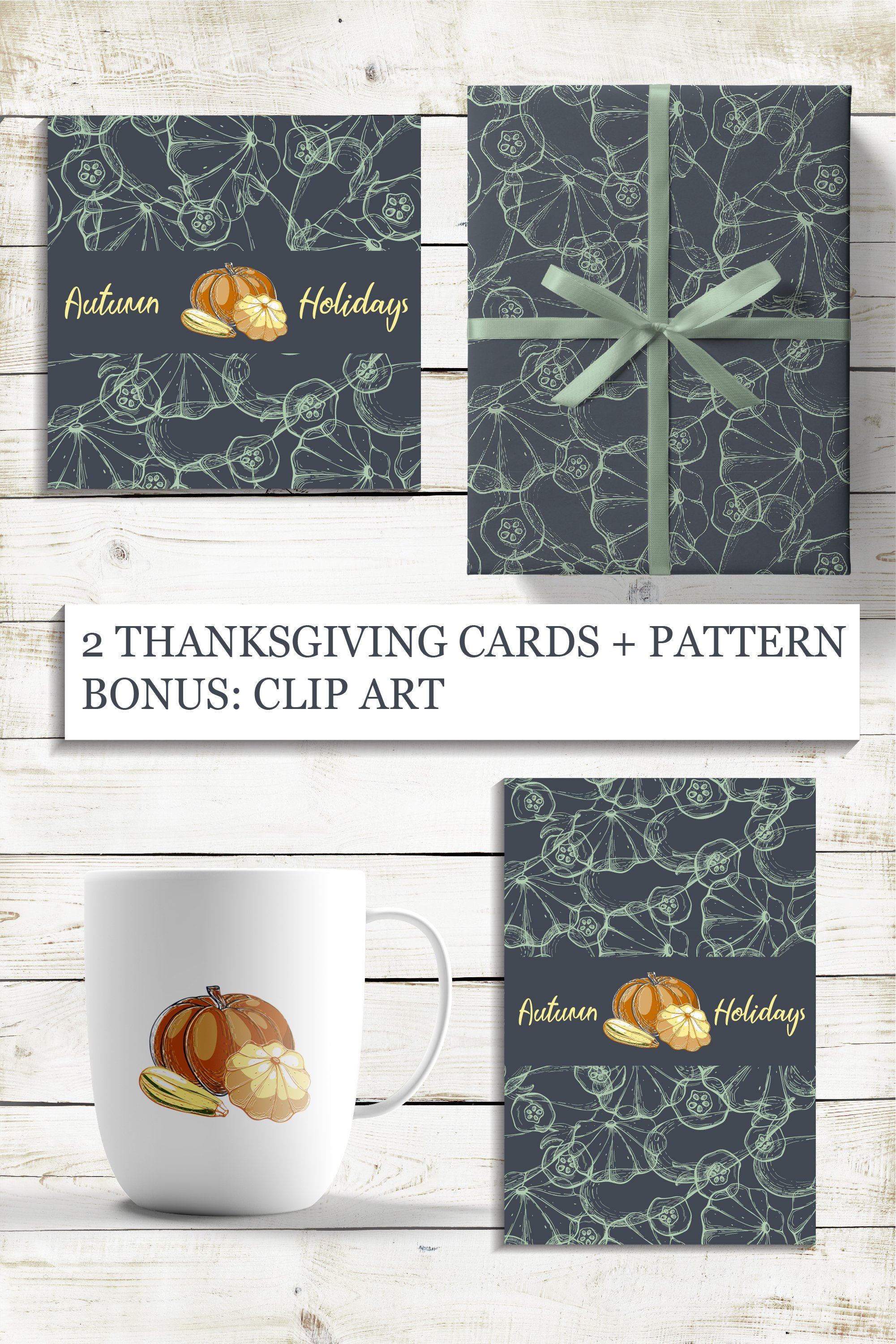 2 THANKSGIVING CARDS and PATTERN