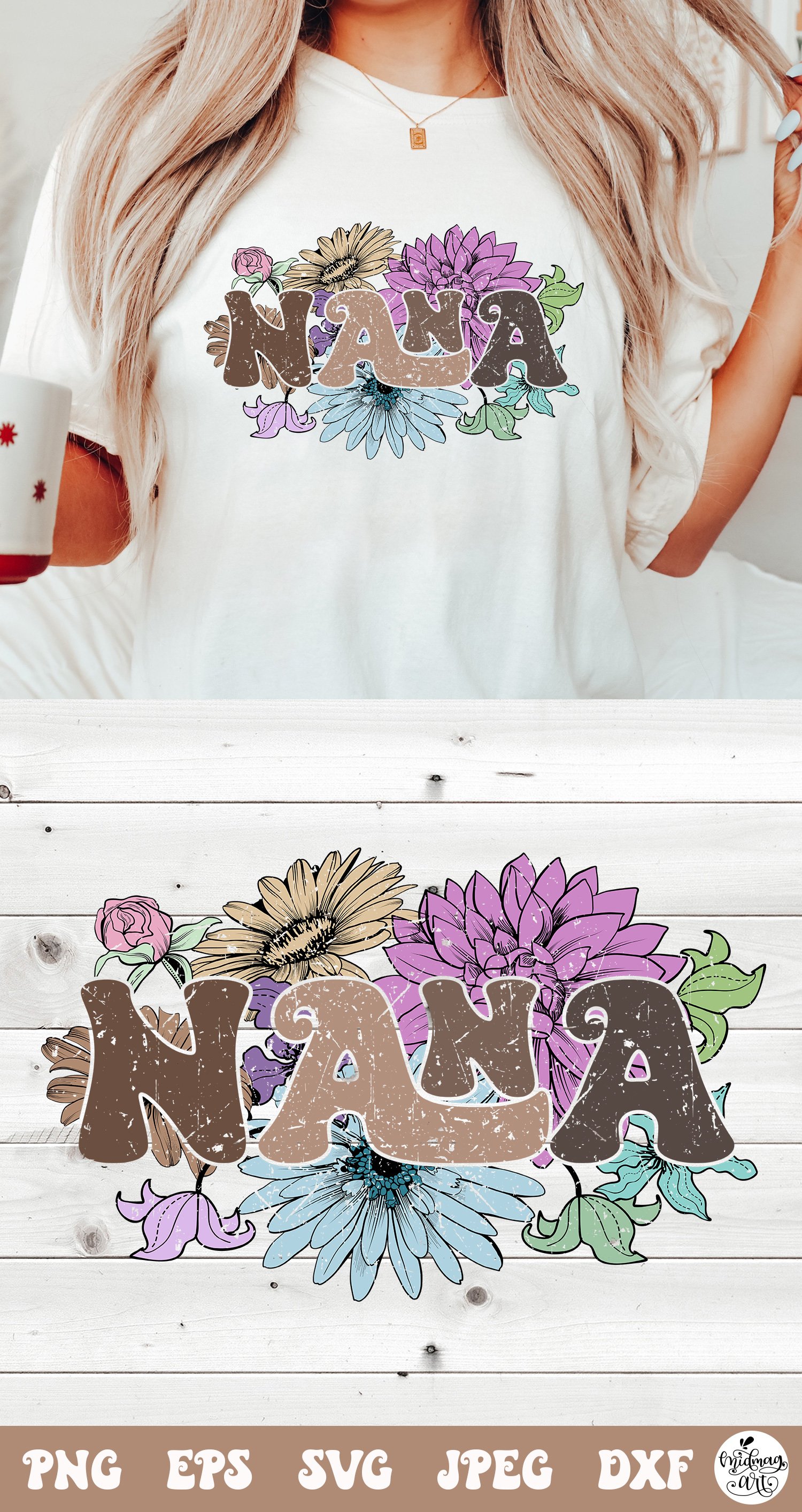 Nana floral svg png sublimation, Nana floral png