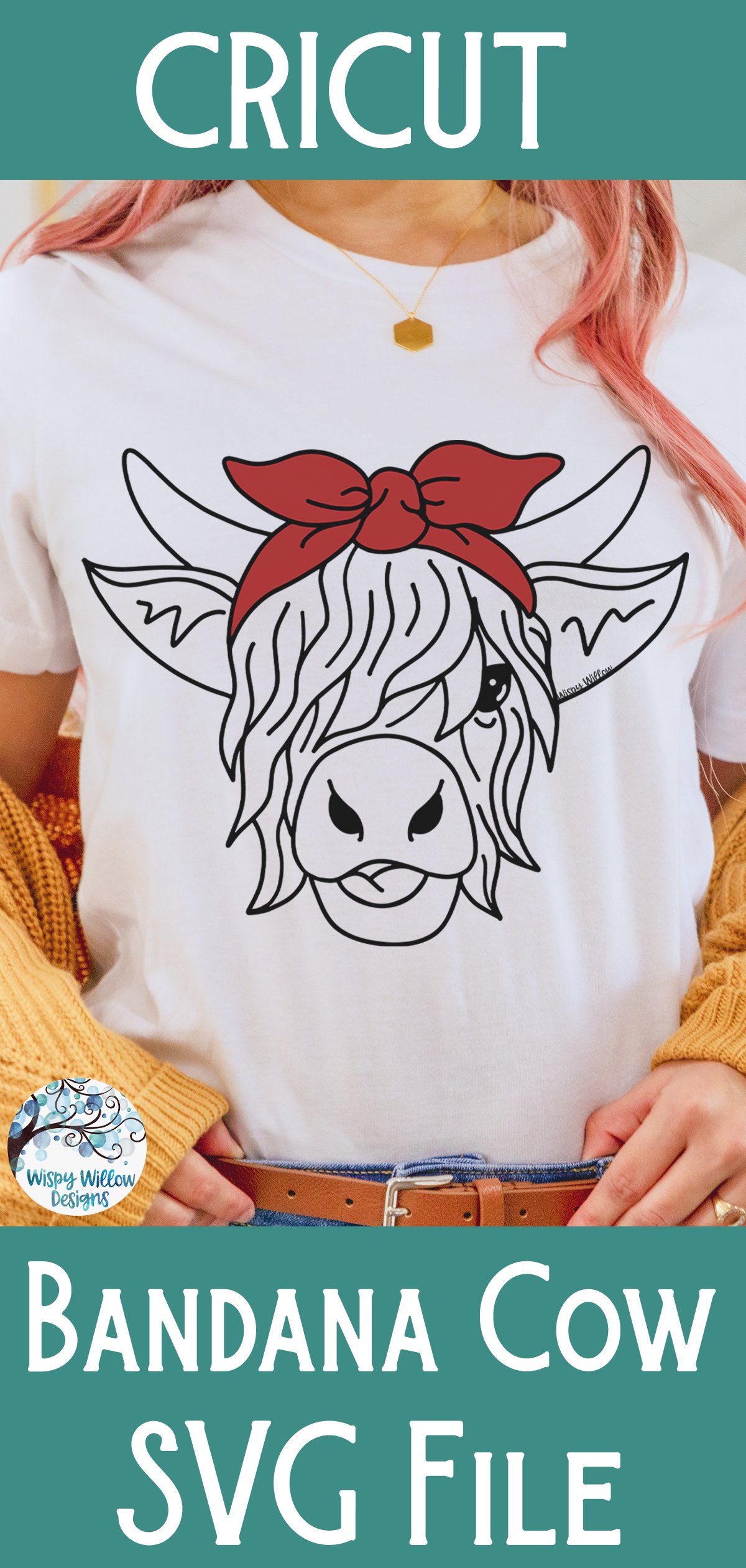 Highland Cow with Bandana SVG