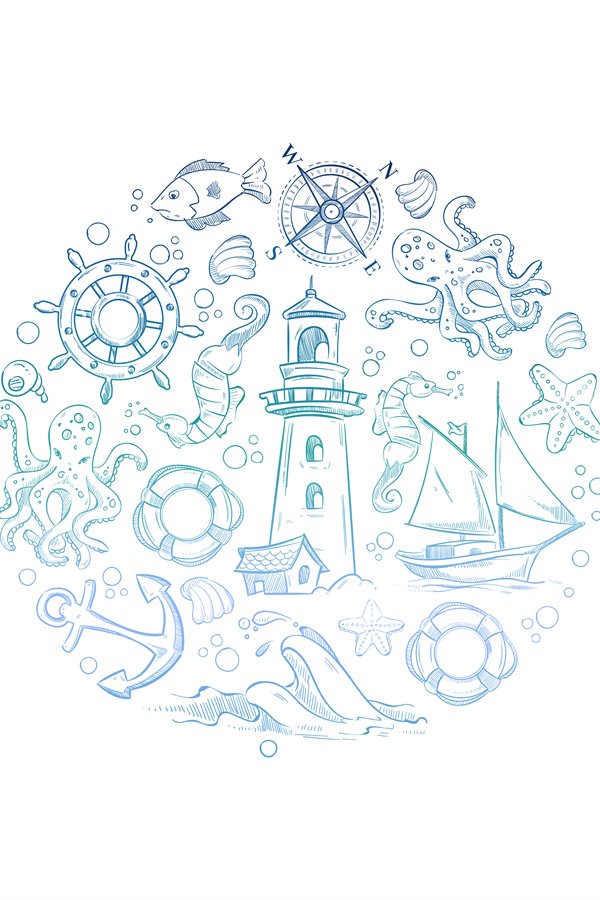 Sea underwater life, colorful marine banner concept