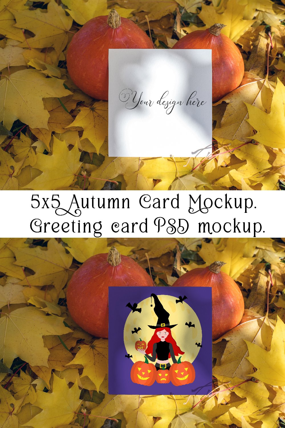 5x5 Autumn Card Mockup. Fall Mockup. Greeting card mockup