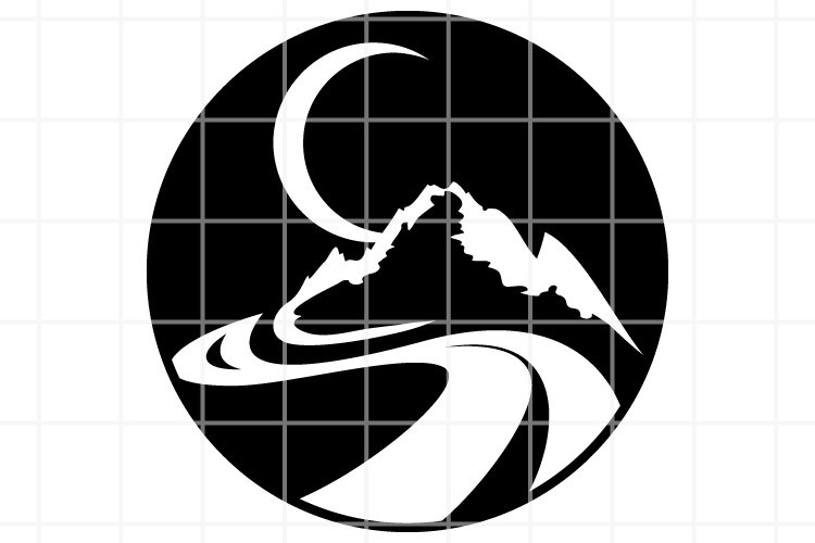 Mountain with road SVG. Mountain and moon cut (1507990)