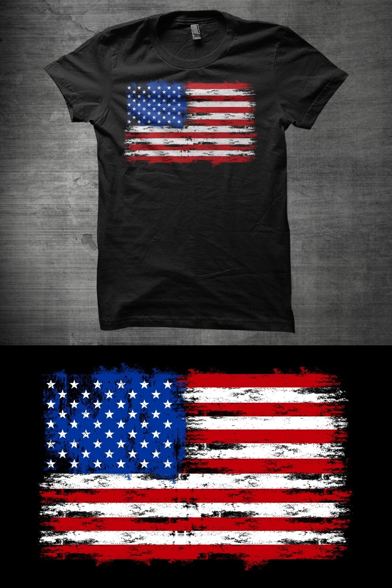Illustration American Flag with Distressed Effect