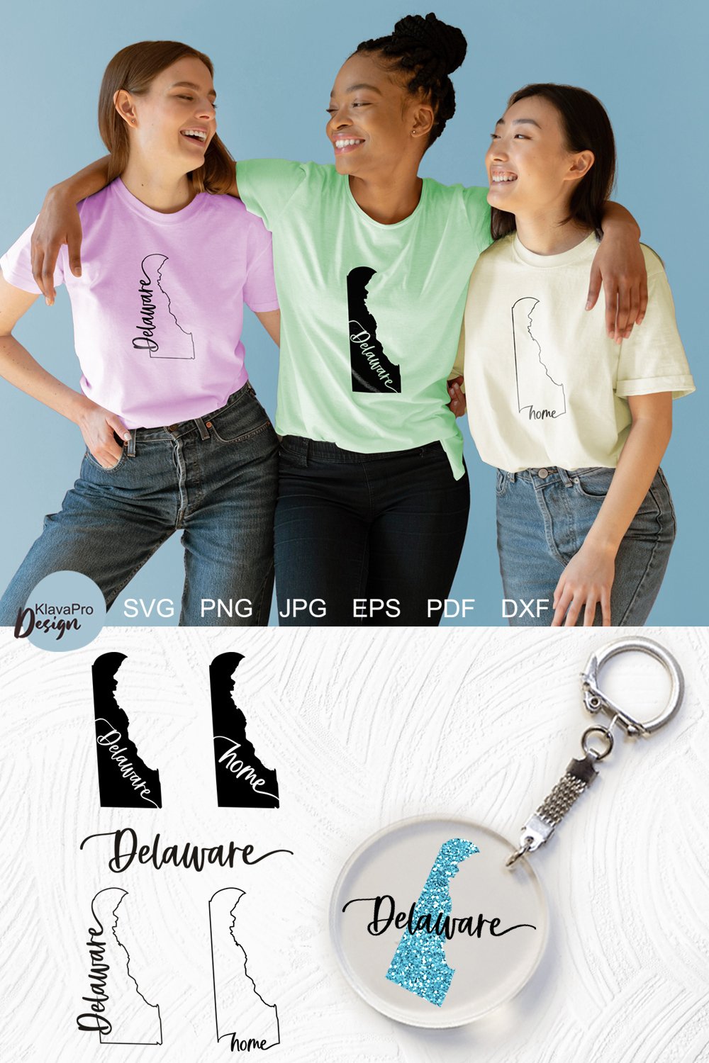 State of Delaware SVG. Keychain and Door Porch sign Template