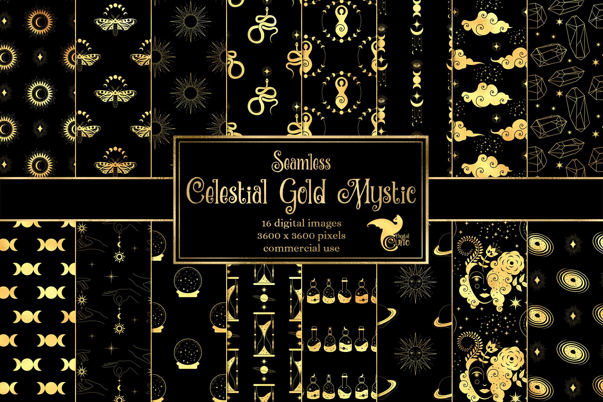 Celestial Gold Mystic Digital Paper