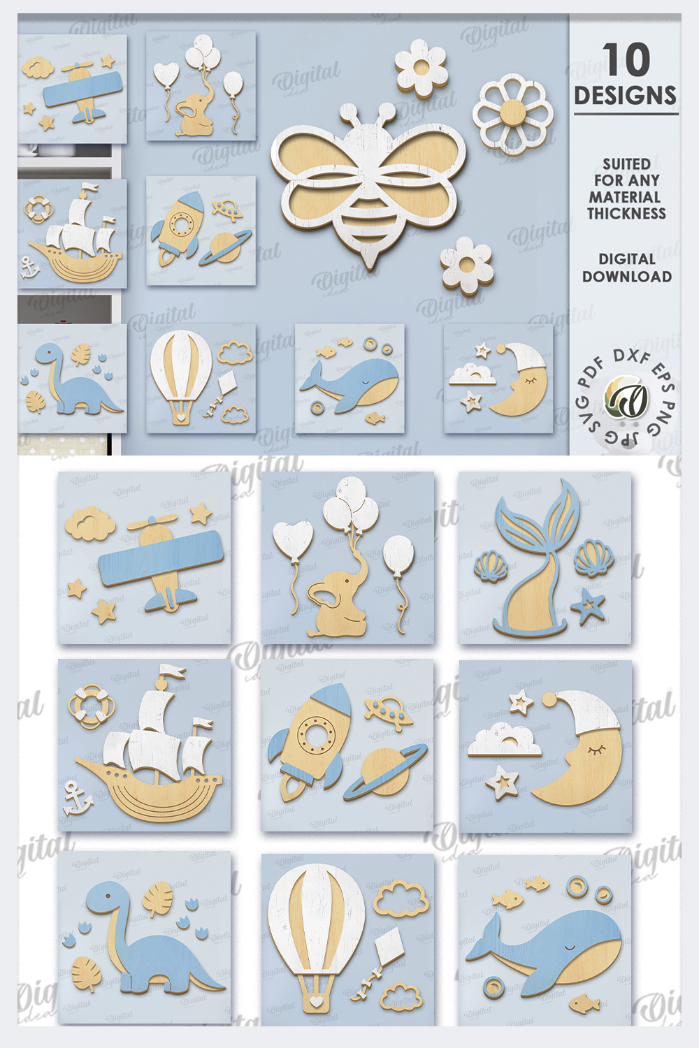 Nursery Decor Sets Bundle Laser Cut. Baby Room SVG