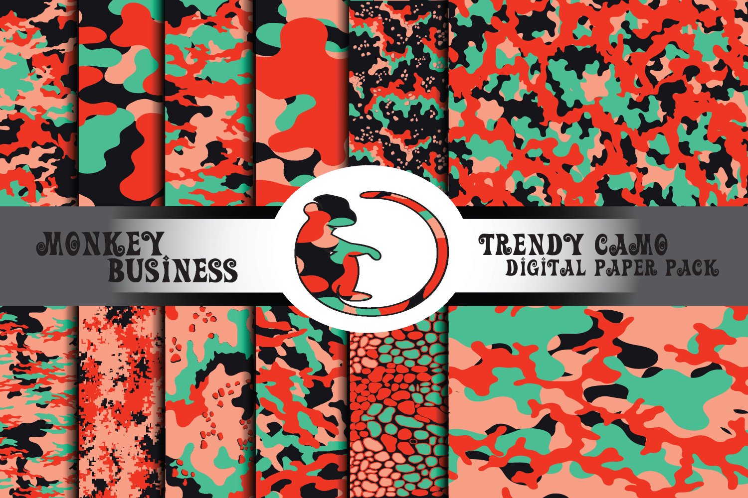 Scrapbook papers, Instant download, Red and green patterns