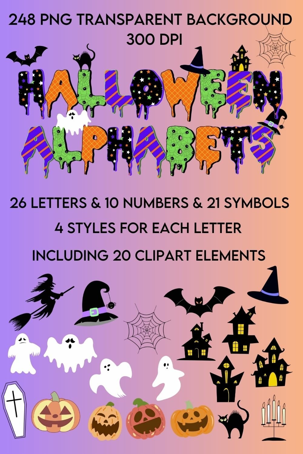 Halloween Alphabets 248 PNG Transparent Background