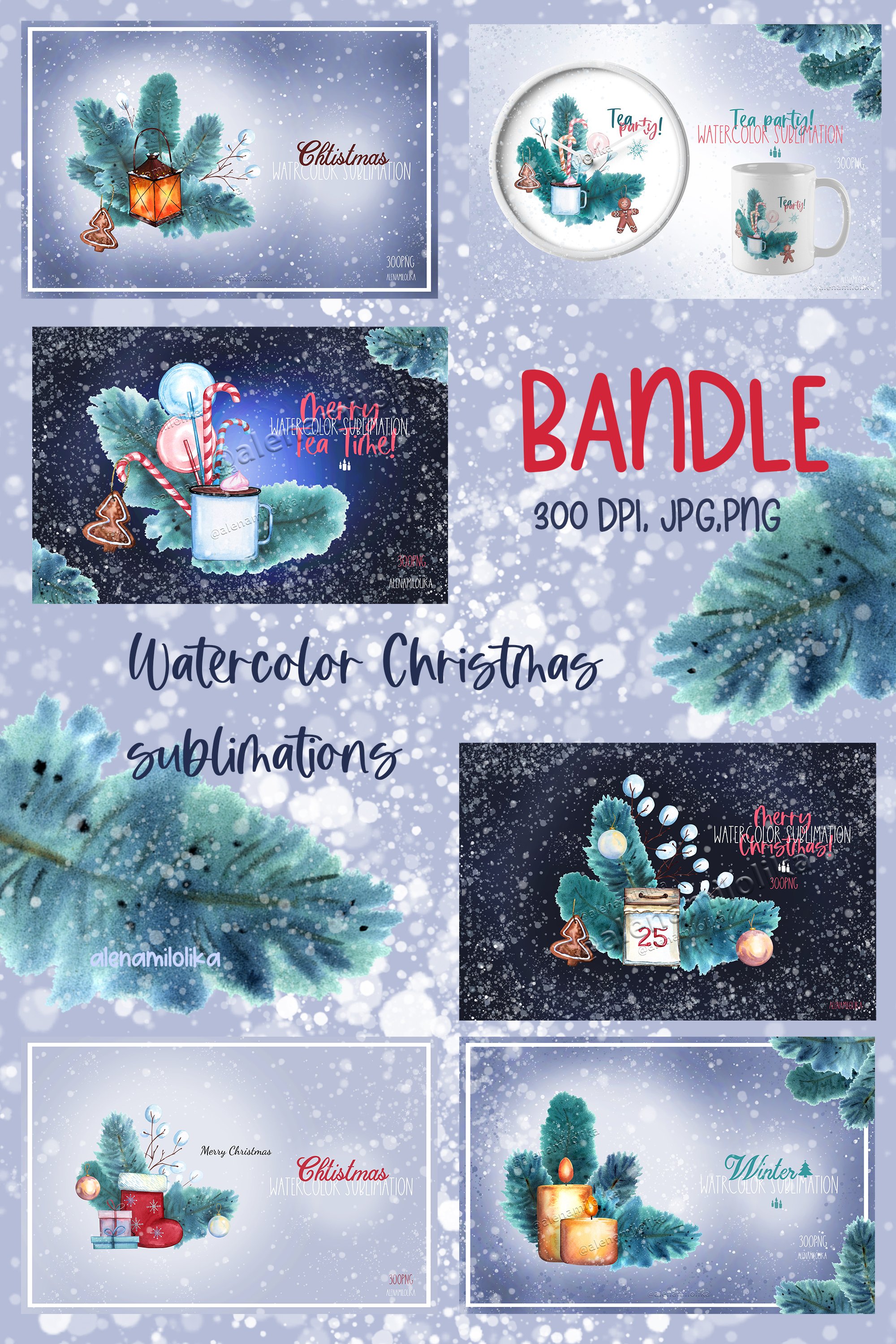 Christmas Watercolor Sublimation bundle (1595485)