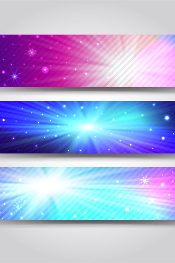 Set of banner with light rays