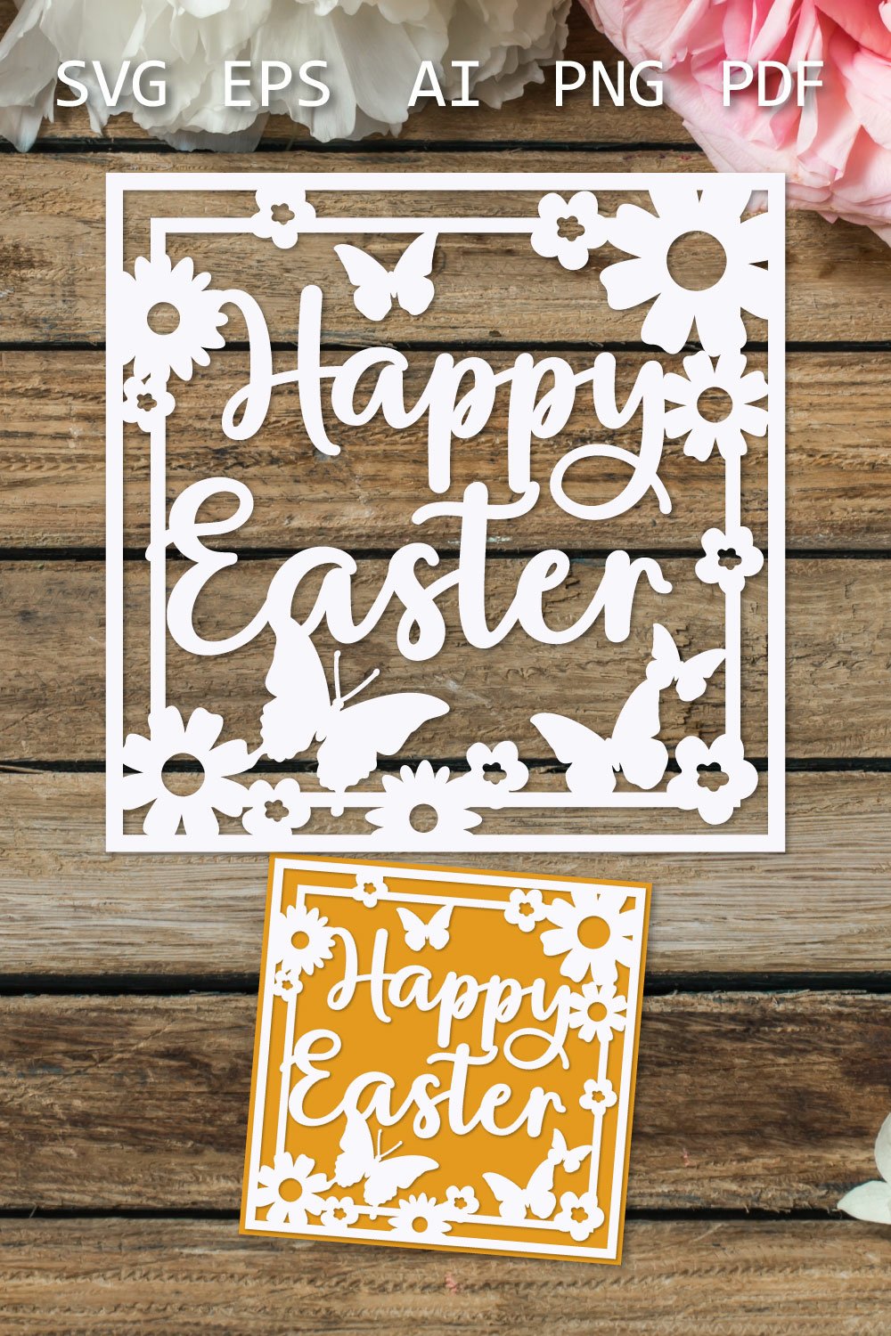 Happy Easter card, Easter paper cutting greeting card