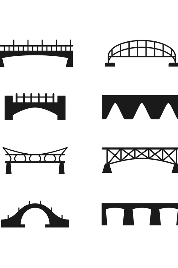 Bridges vector icons set