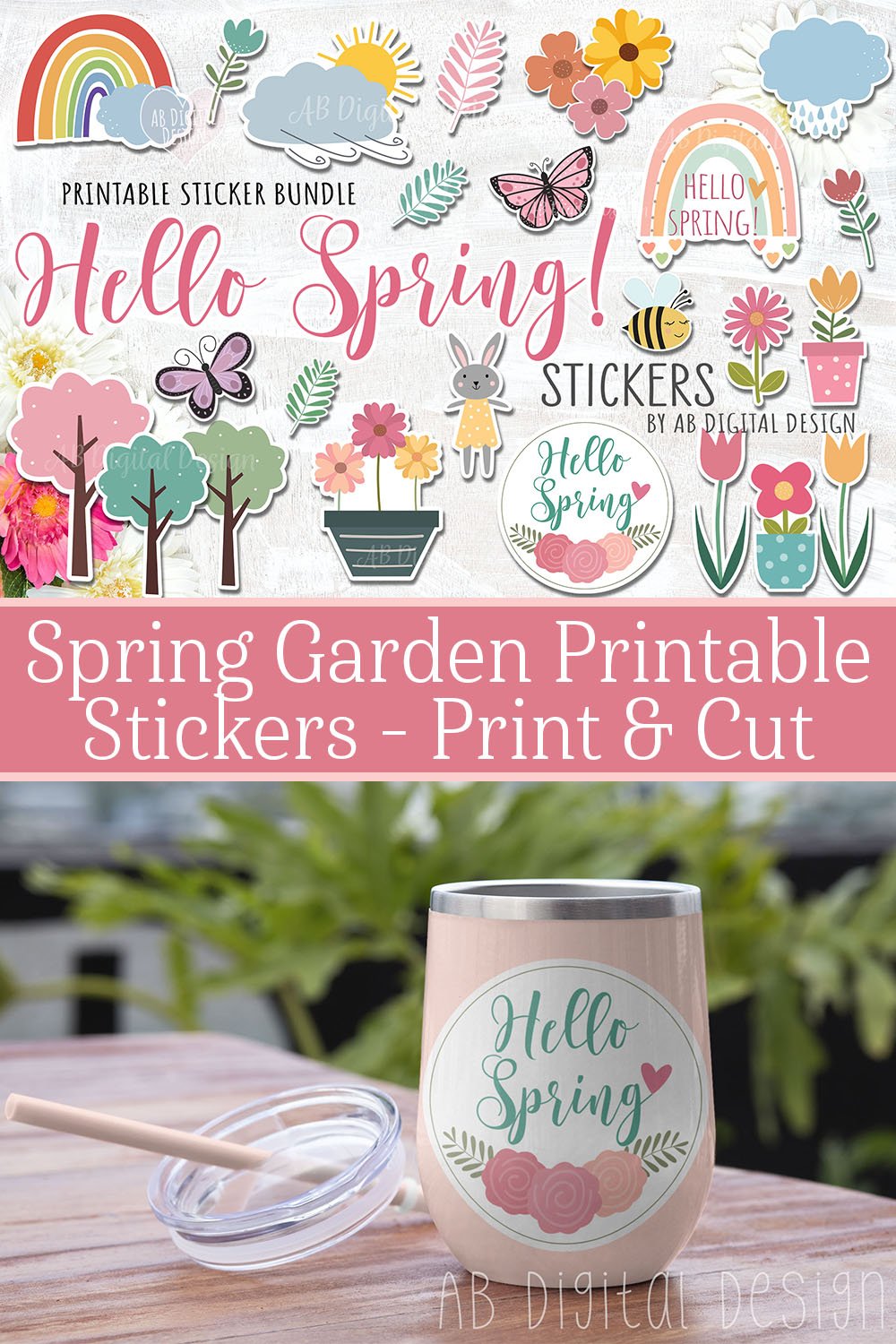 Spring Garden & Flowers Printable Sticker Bundle