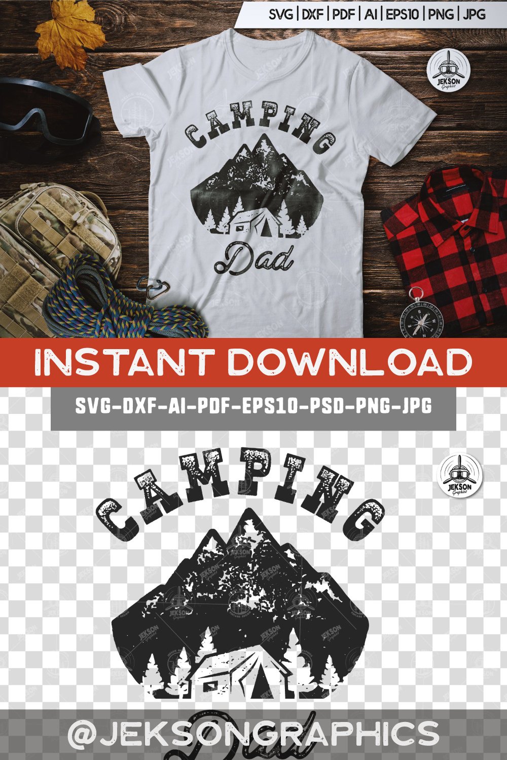 Camping Dad SVG Cut File - Adventure T-Shirt Design