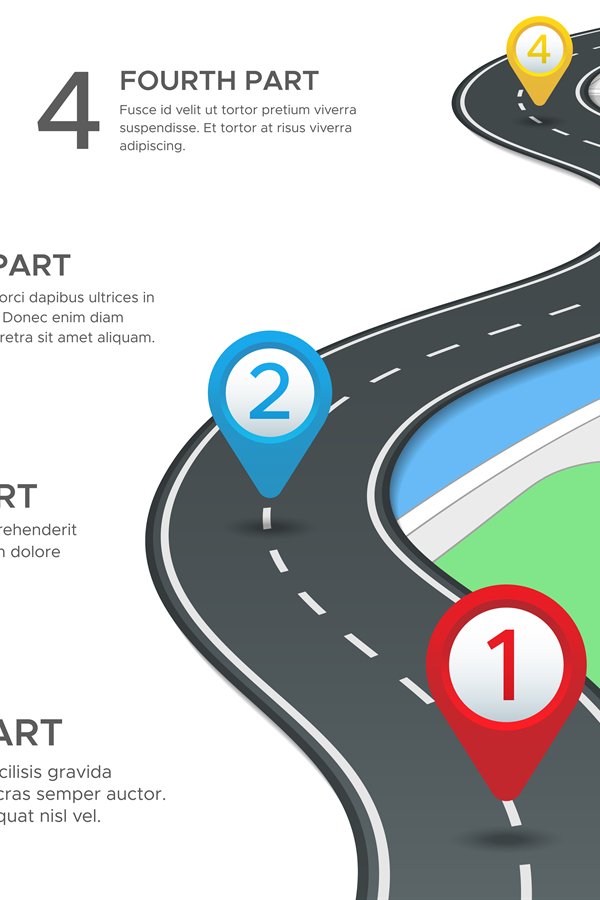 Highway road infographic. Street roads map, gps navigation w