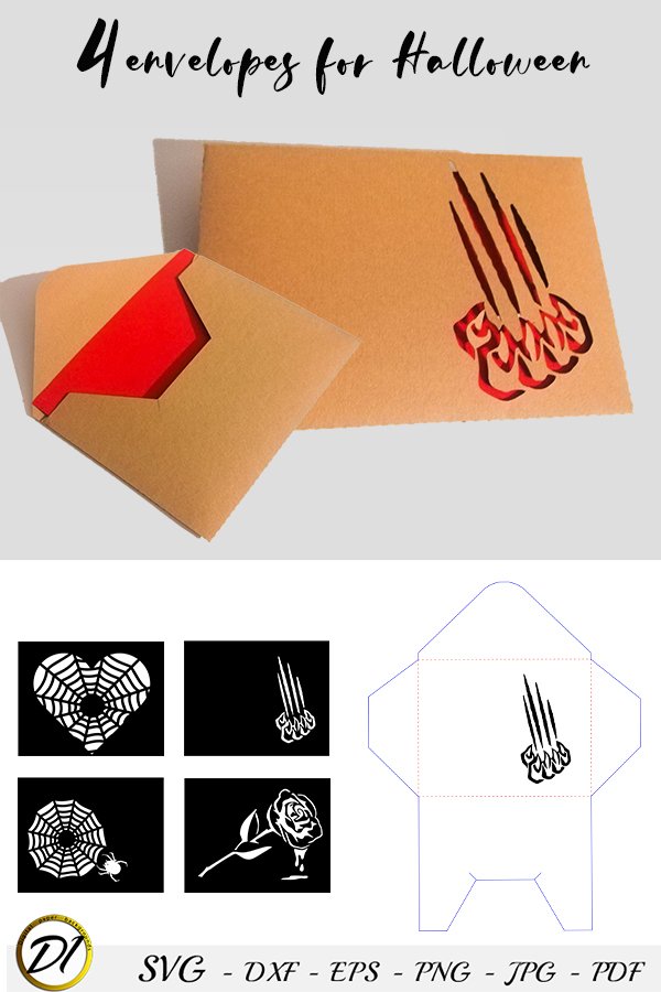 Halloween envelope design SVG. Happy Halloween cards.