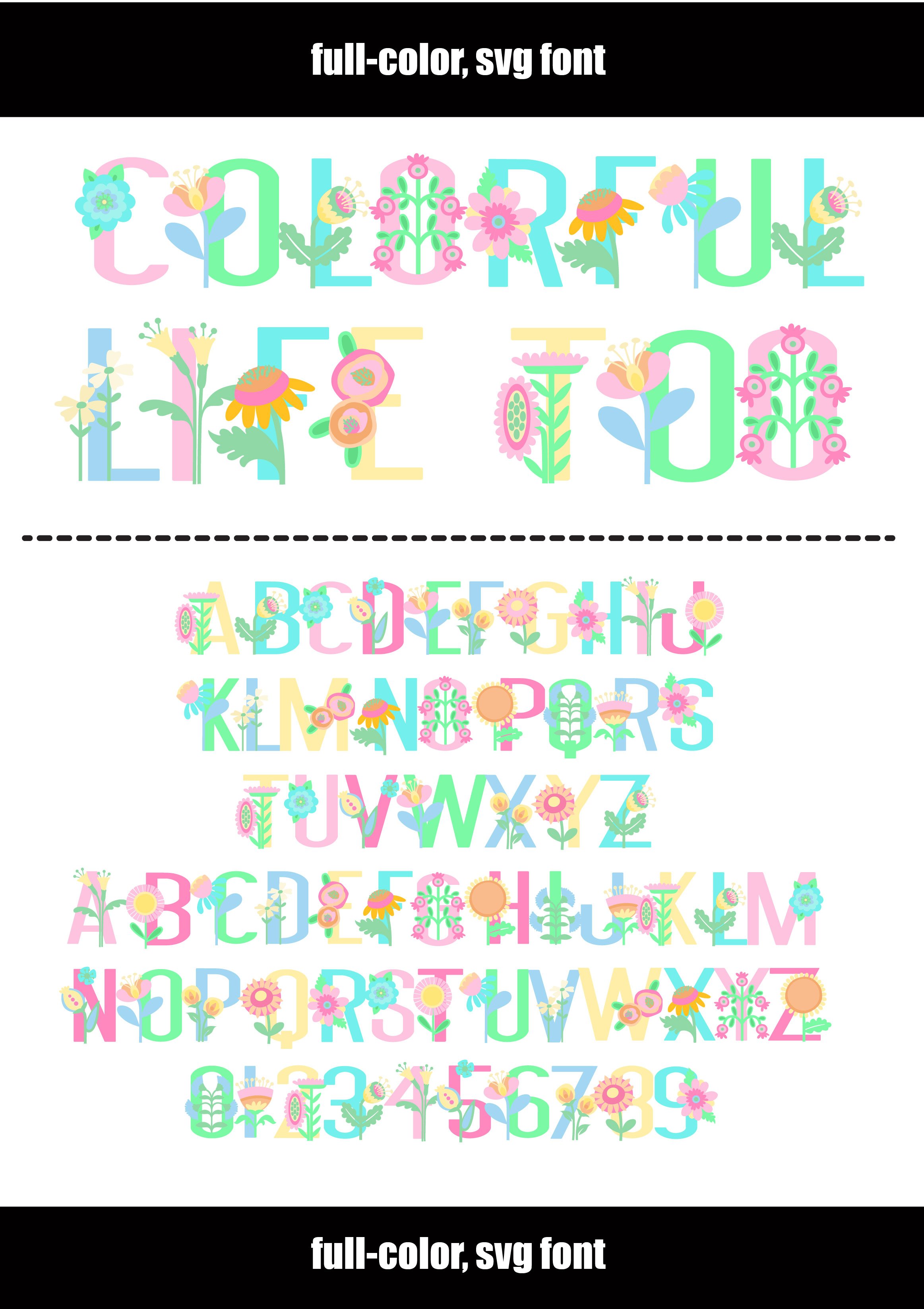 Full Color SVG Pastel floral font