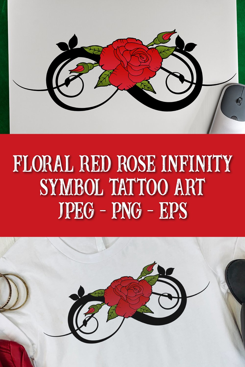 Red Rose Infinity Symbol | Floral Infinity Symbol Clipart