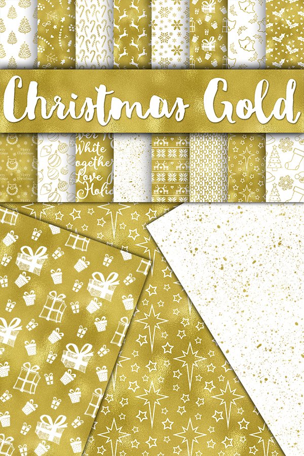 Christmas Gold Digital Papers