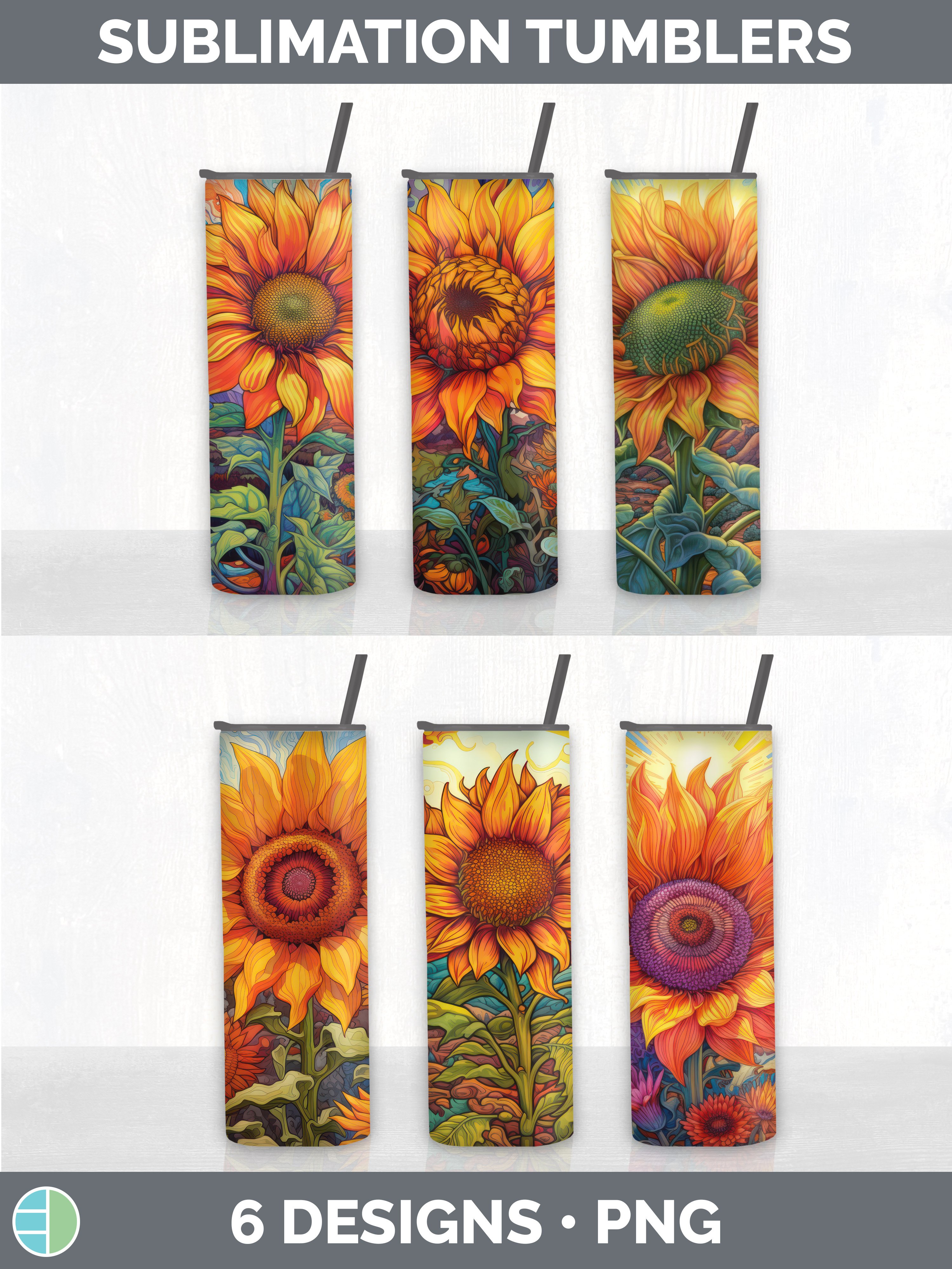 Psychedelic Sunflower Flowers Tumbler | Sublimation 20 oz Sk