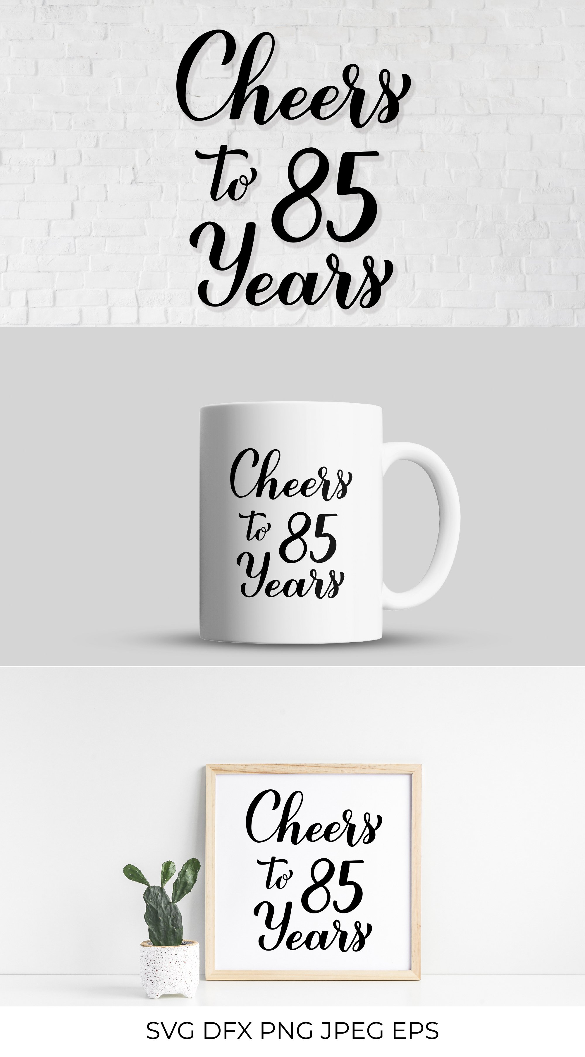 Cheers to 85 Years SVG. 85th Birthday, Anniversary lettering