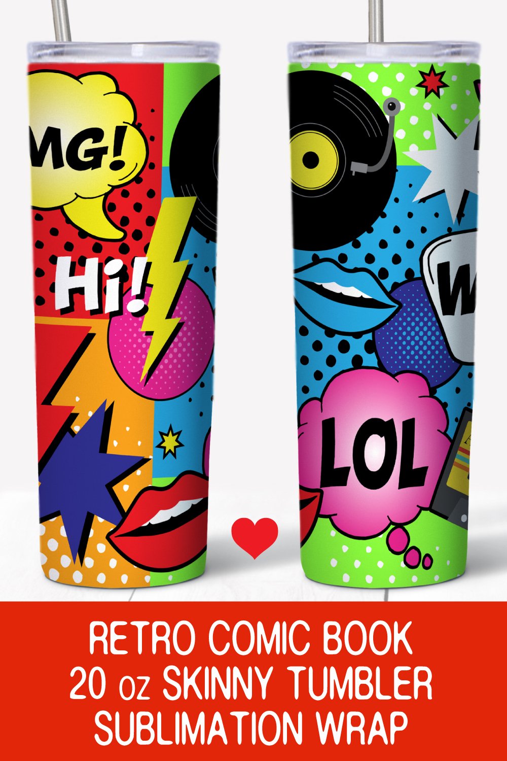 Comic Book Tumbler, Kids Tumbler Wrap, Retro Tumbler