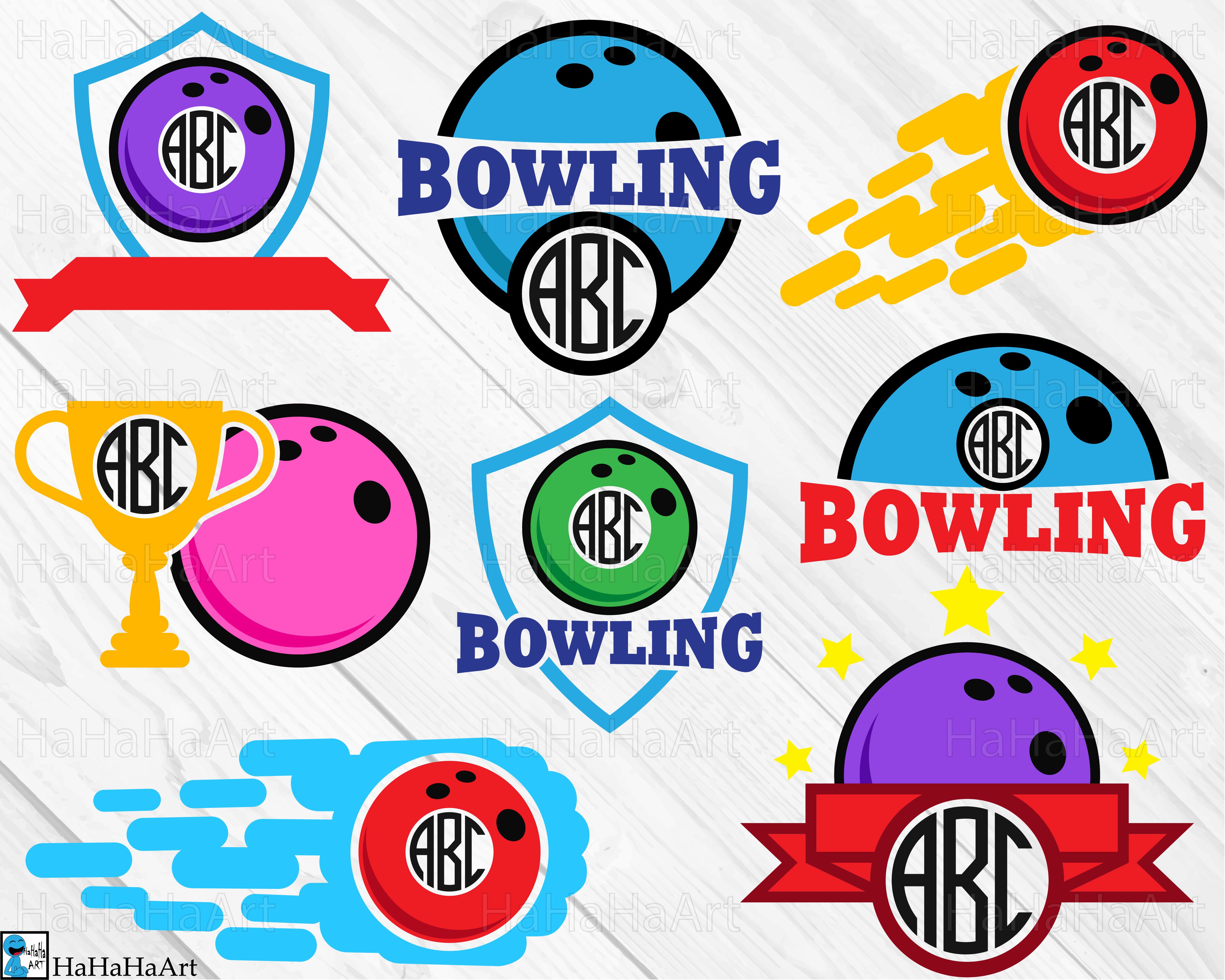 Monogram Bowling Designs - Clip art / Cutting Files 1545c