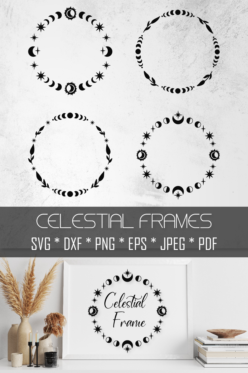 Moon Phases Frame SVG Files. Celestial PNG (5445231)
