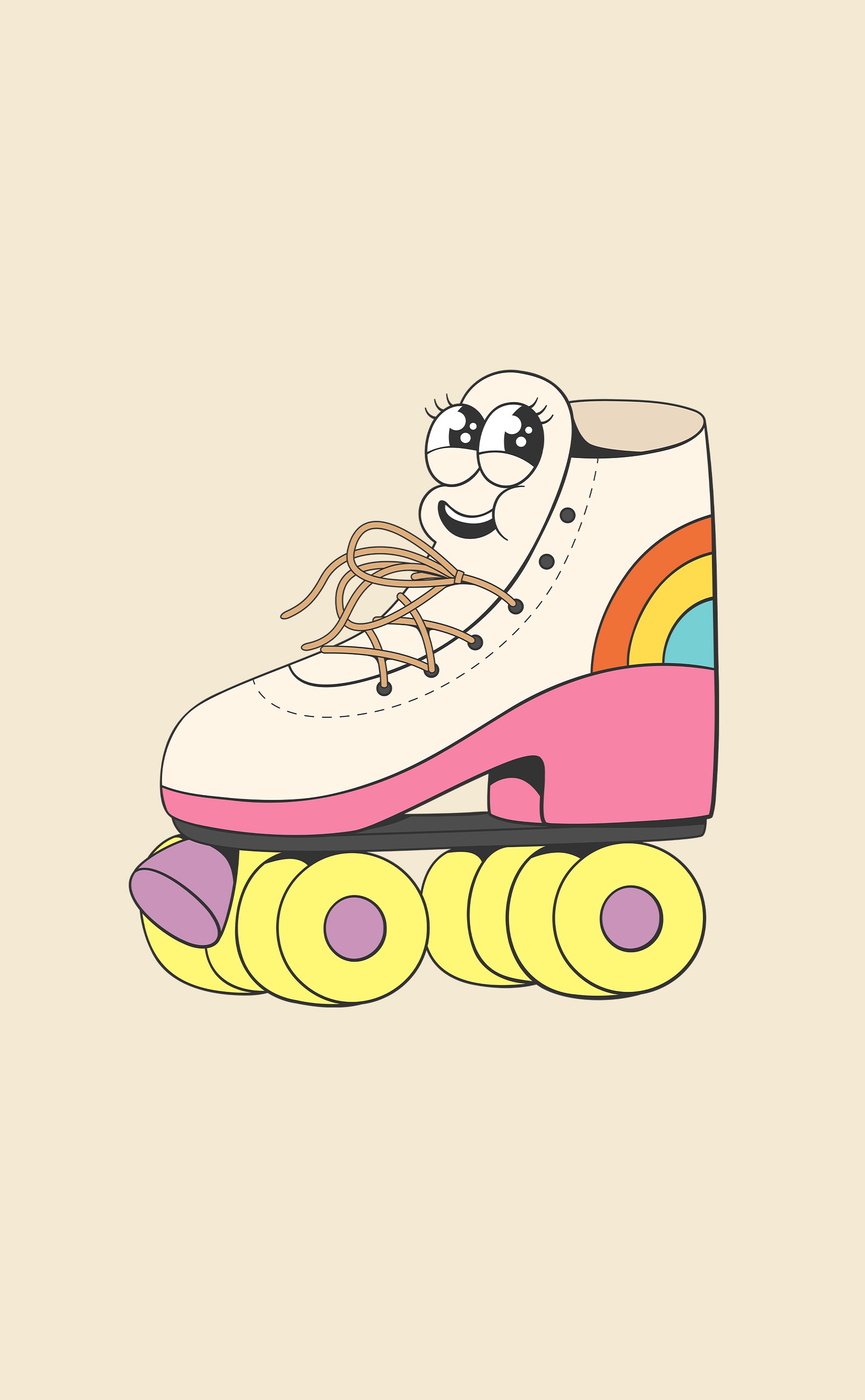 Retro Roller-Skate Groovy Mascot (3639838)