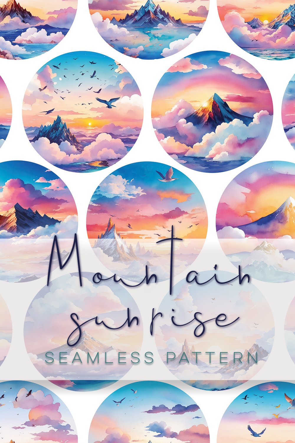 Mountain sunrise seamless pattern