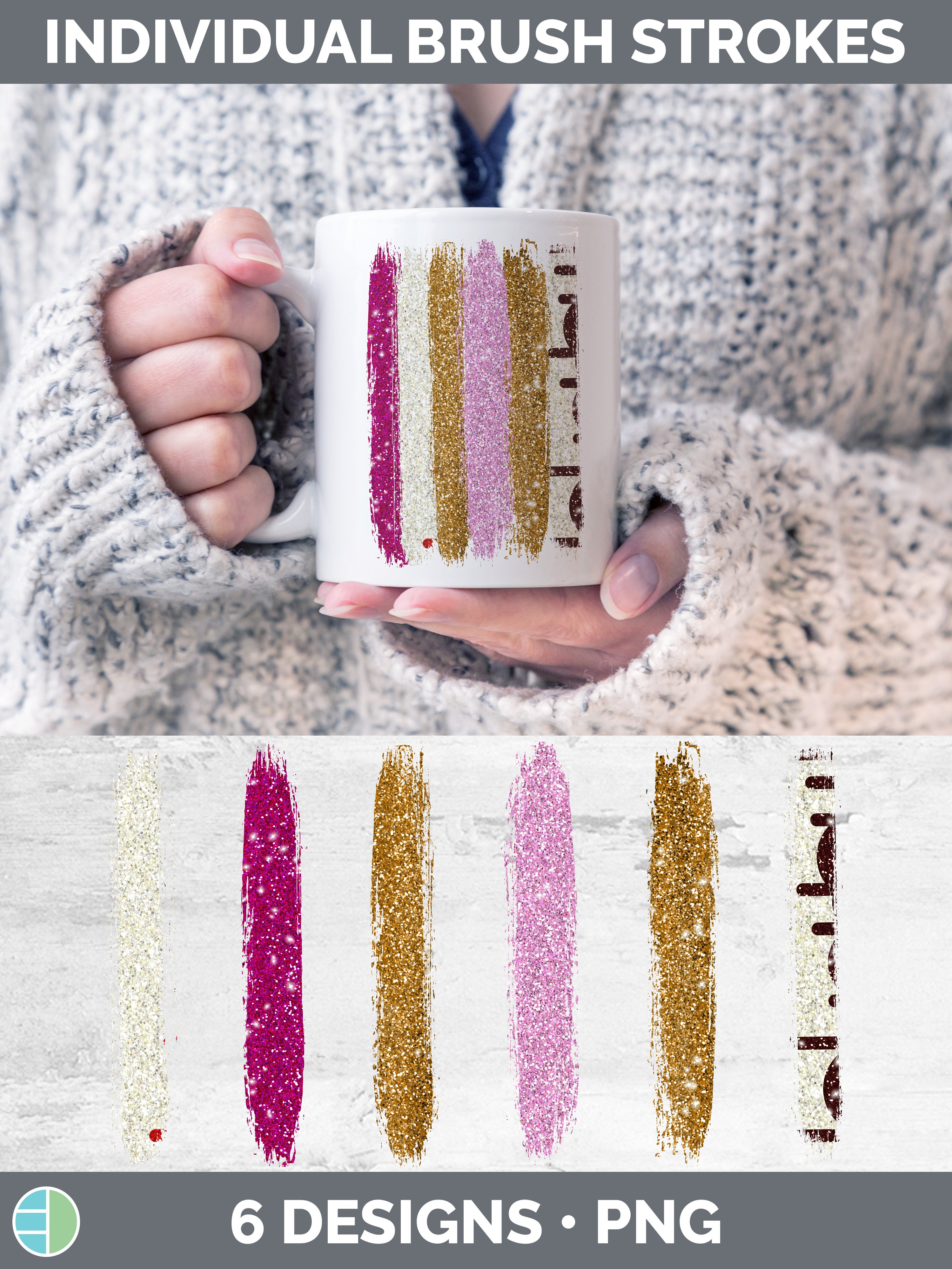 Ice Cream Dessert Brush Strokes PNG | Sublimation Designs