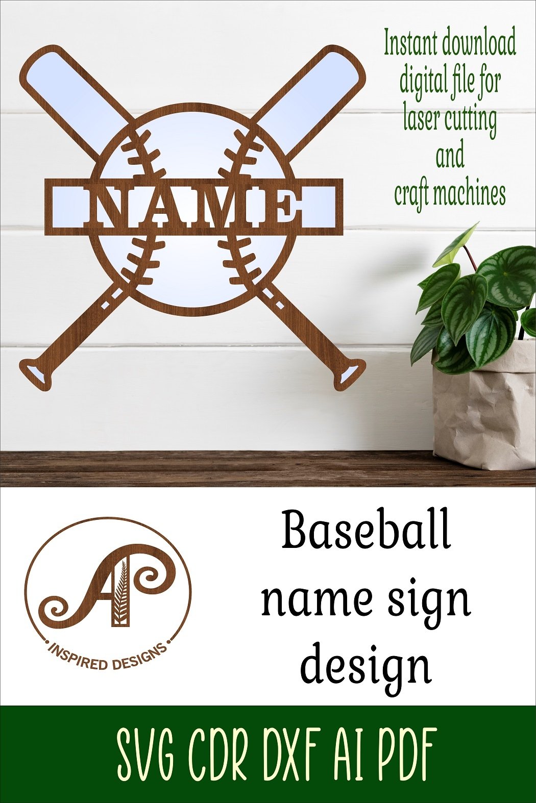 Baseball name sign svg laser cut template (2879312)