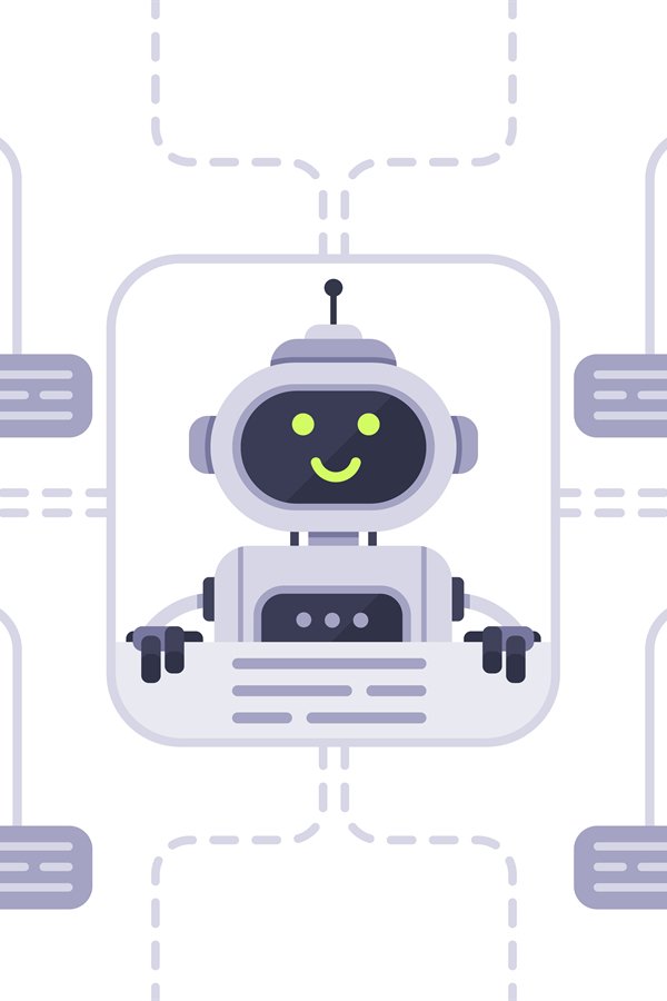 Human communicates with chatbot. Virtual assistant, support