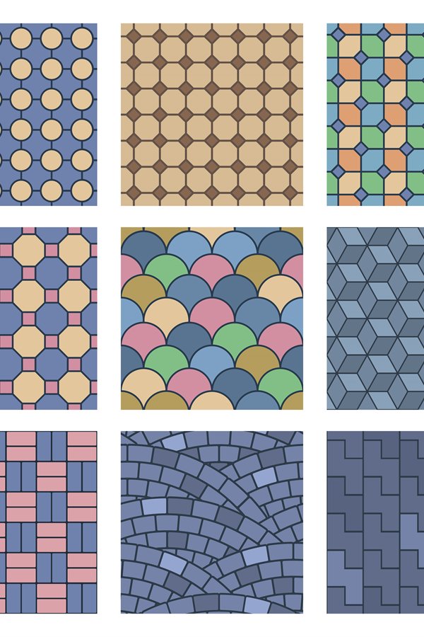 Street pavements, architectural paving stone seamless textur