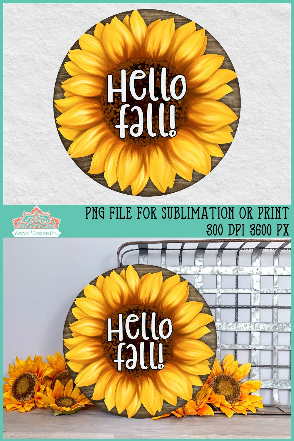 Sunflower Hello Fall | Round Farmhouse Sign