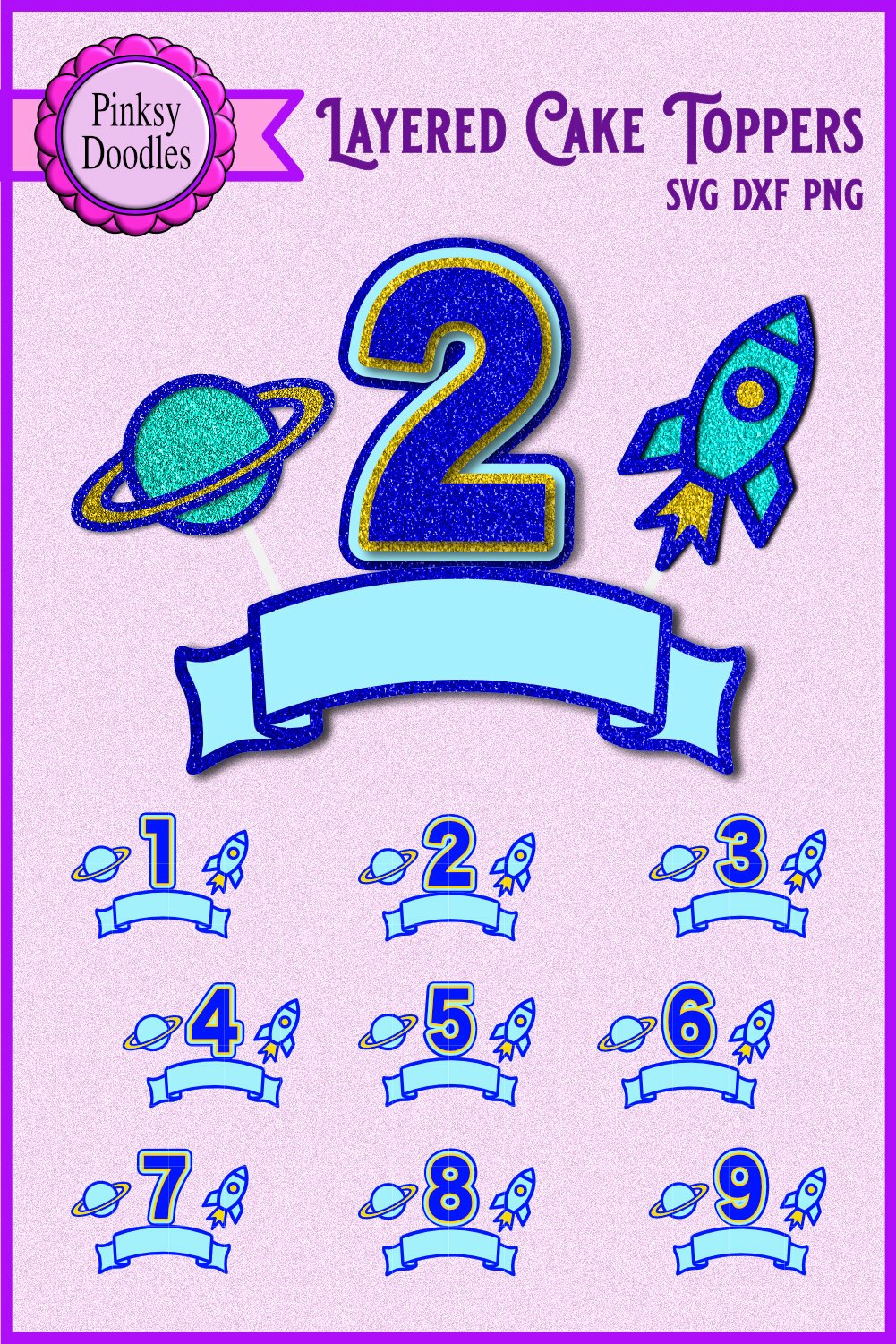 Space age cake or card topper layered svg cut file