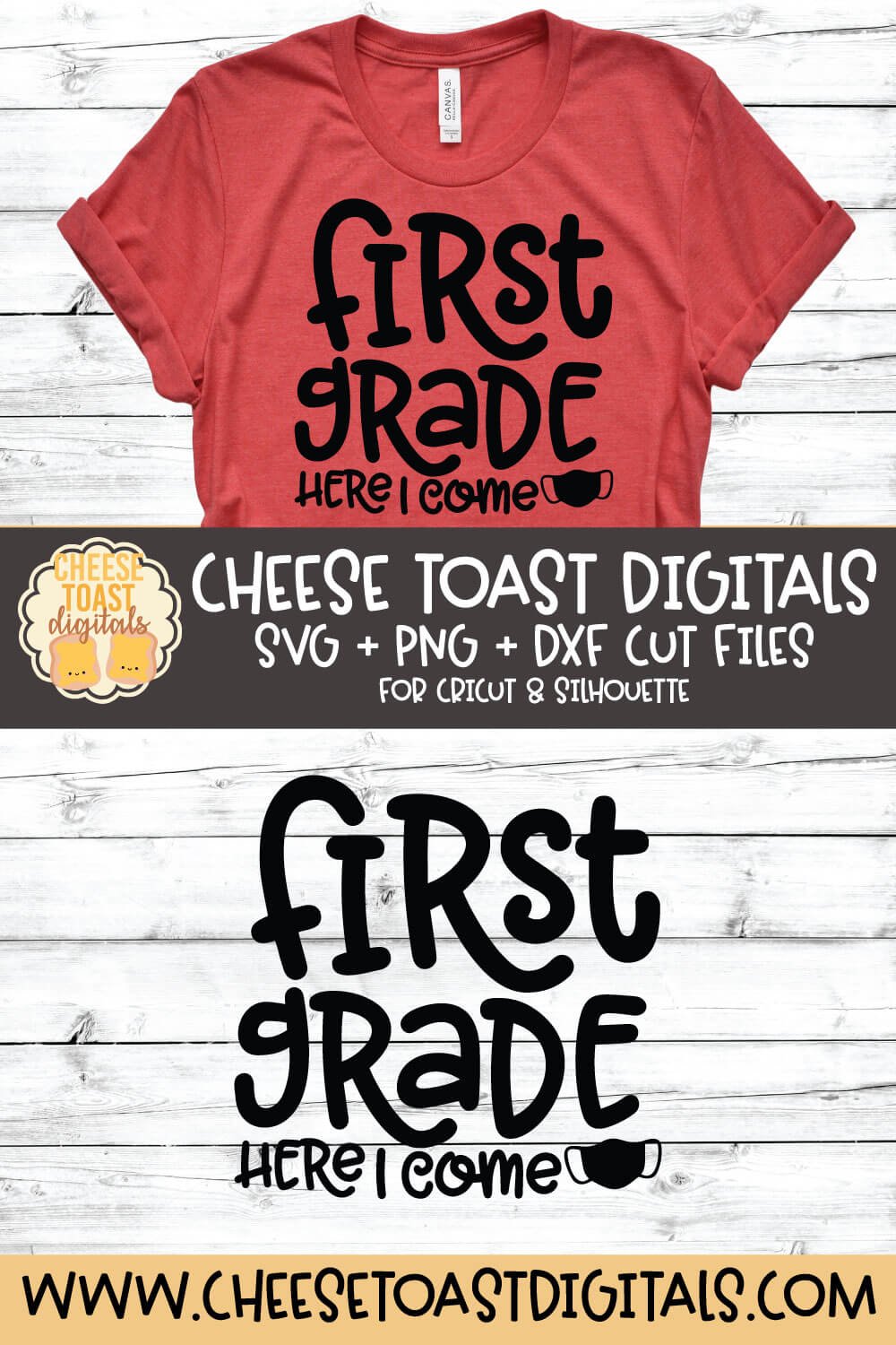Back To School SVG | First Grade Here I Come - Mask Design