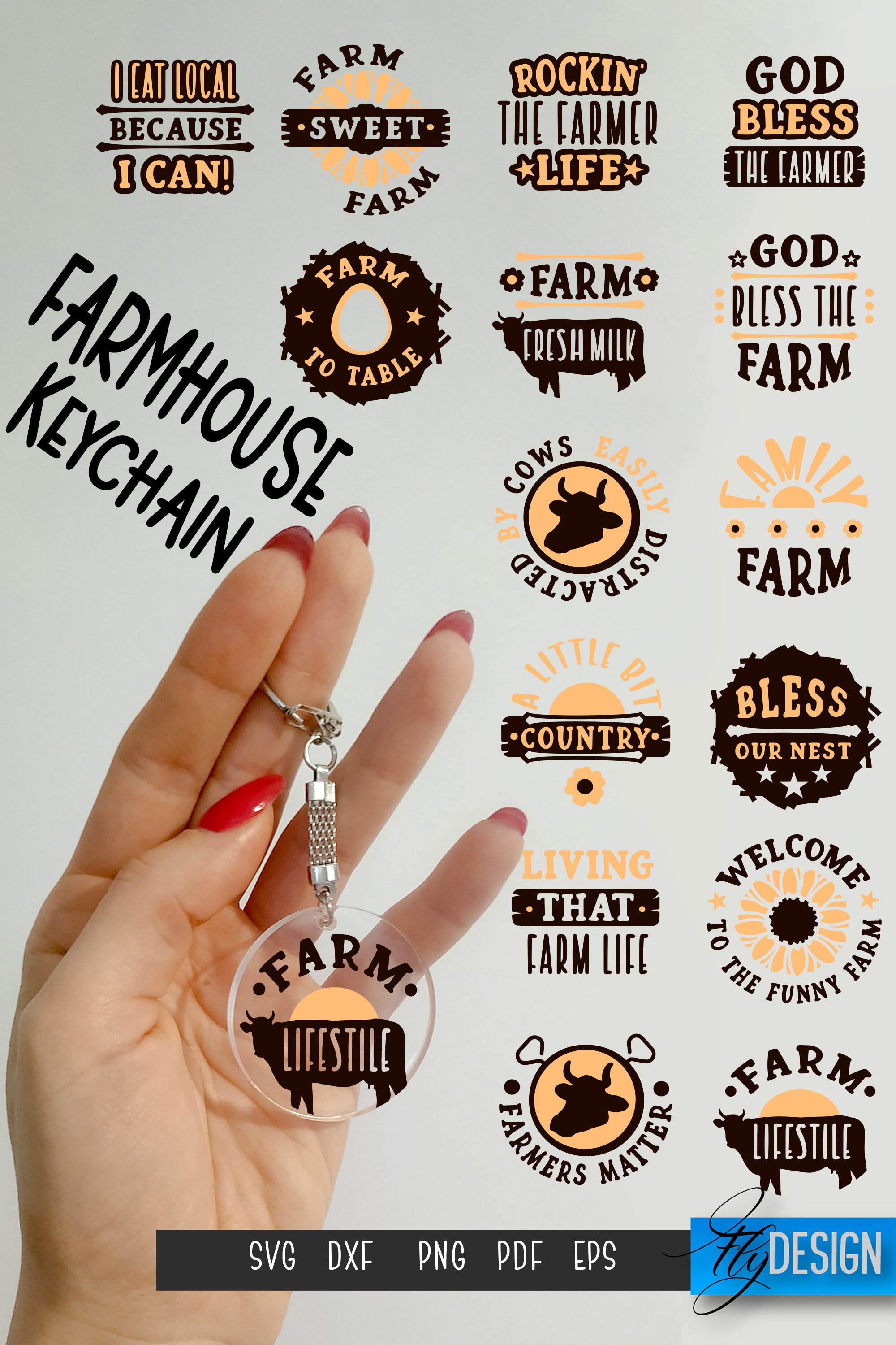 Farmhouse Keychain SVG Bundle | Funny Key Keychain (1976866)