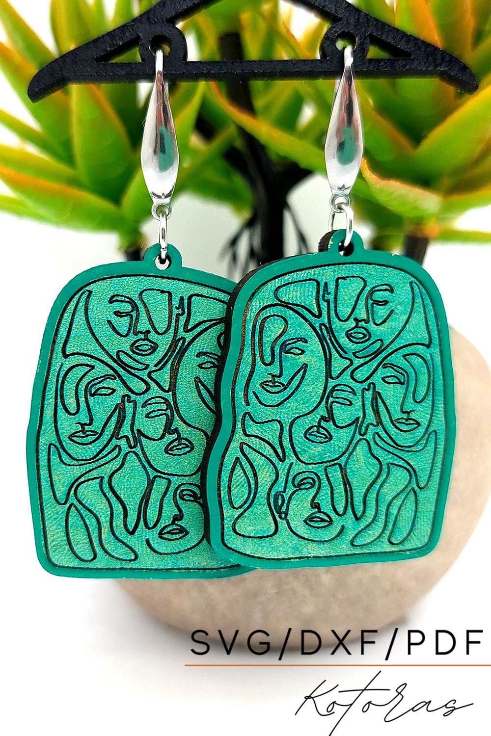 girl face earrings laser cut file