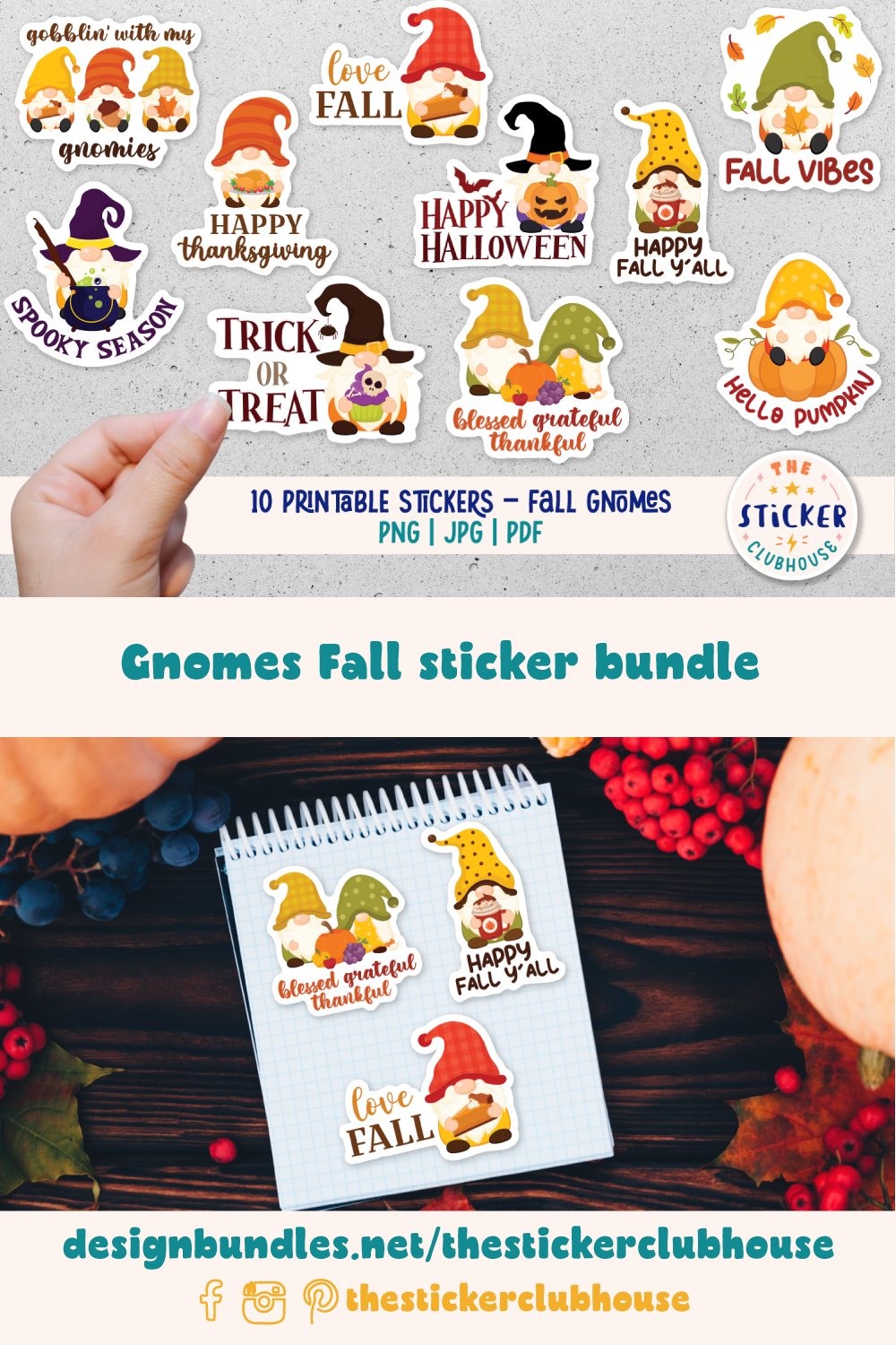 Fall Gnomes stickers | Halloween and Thanksgiving Gnomes