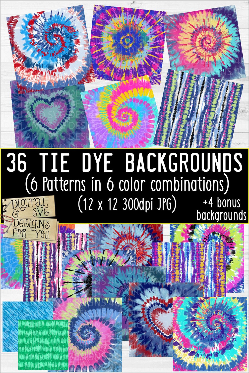 Tie Dye Background Bundle | Digital Paper | Sublimation