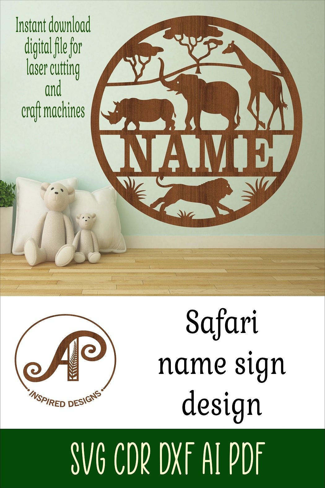 Safari name sign svg laser cut template