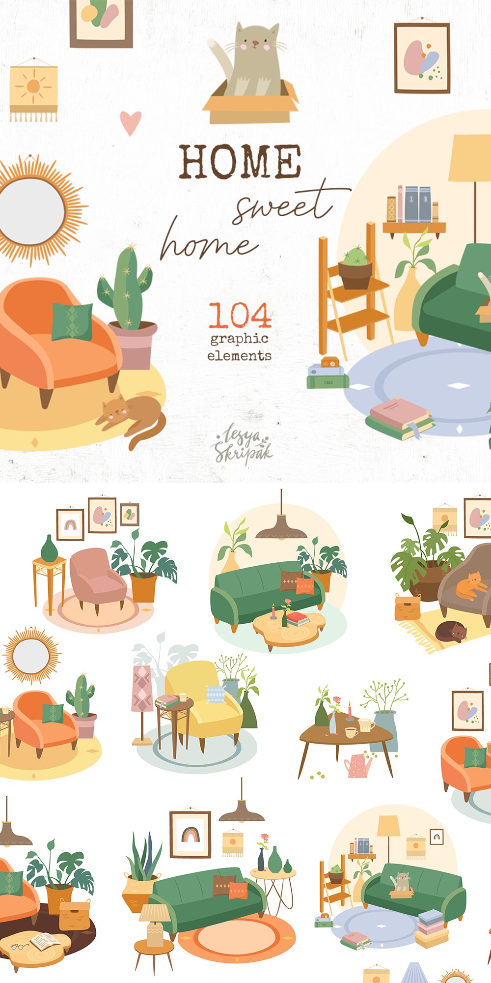 Home sweet home. Home decor bundle. interior (1389790)