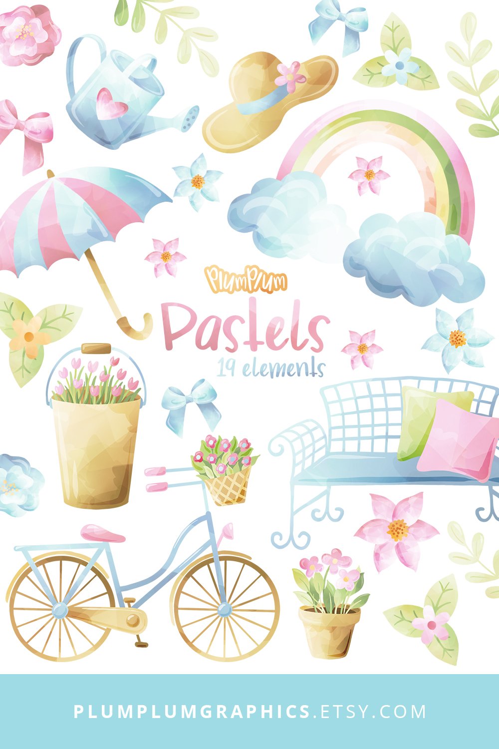 Pastels Watercolor Cliparts